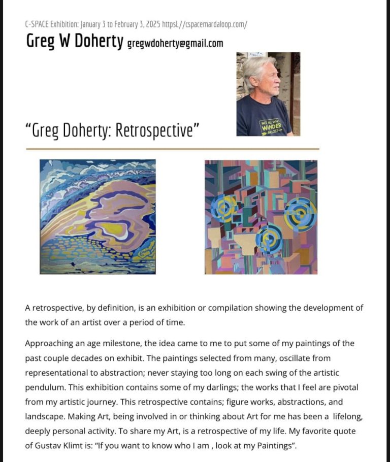 Exhibition: Greg Doherty, Retrospective - cSPACE Marda Loop